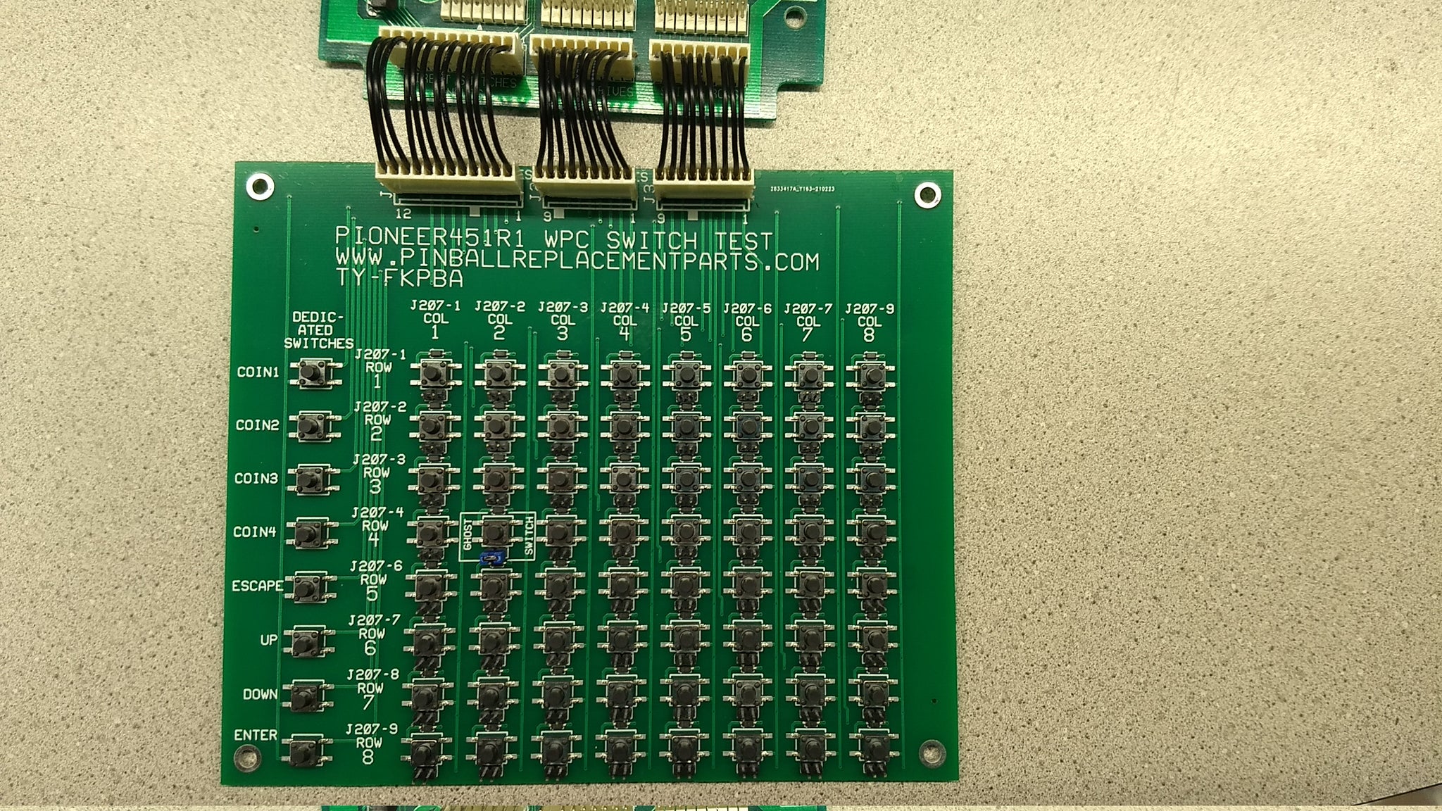 WPC switch test board with connectors and jumpers – PinballReplacementParts